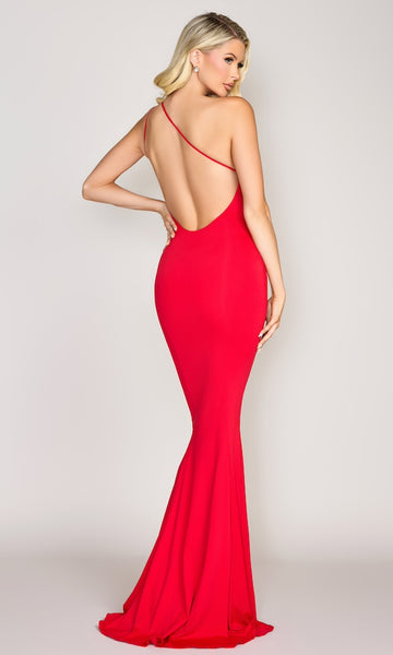 Slinky One-Shoulder Gown- Red – Moda Glam Boutique